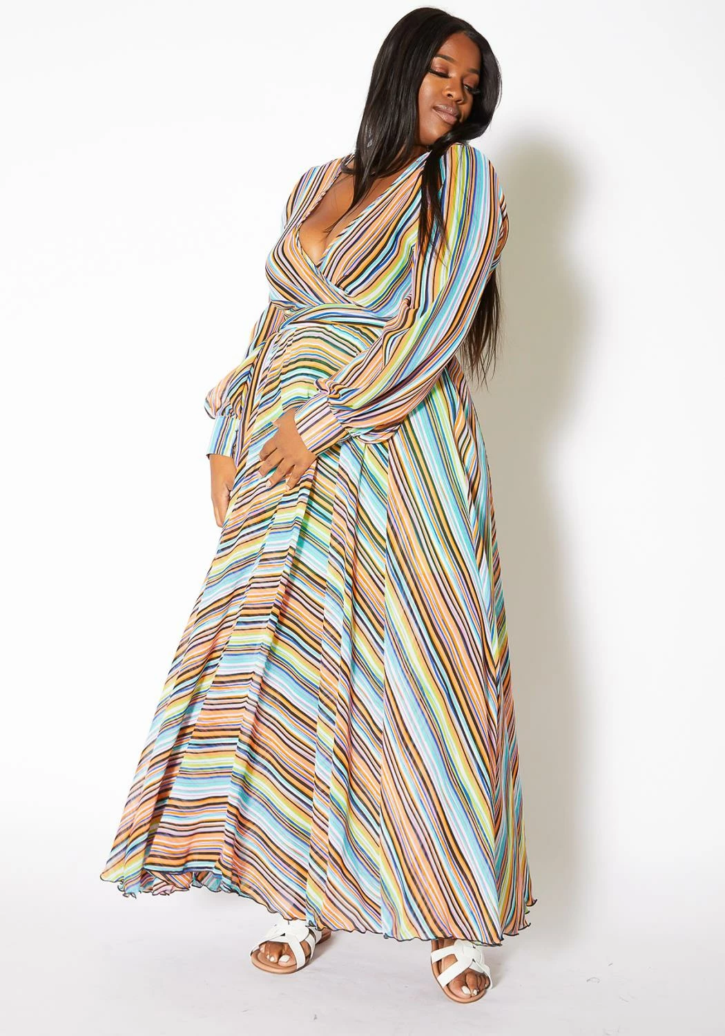 Beautiful stylish Asoph Plus Size Candy Striped Womens Maxi Gown to ...